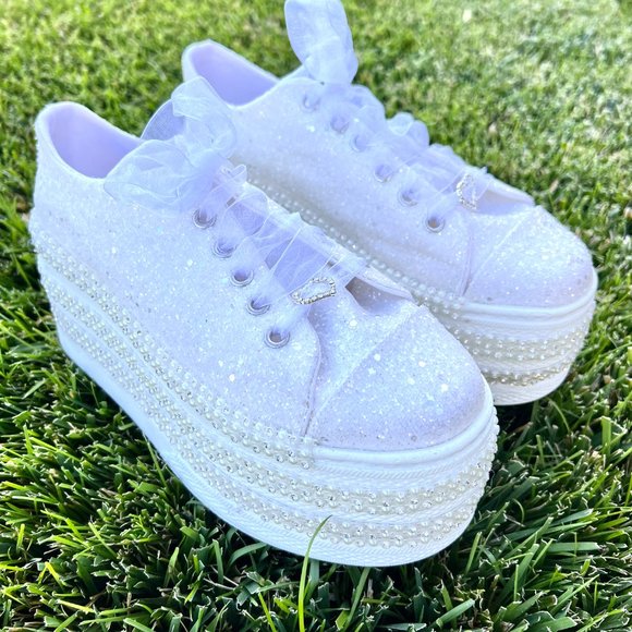 Stilo | Shoes | Bridal Platform Sneakers Shimmering Glam And Glitter ...